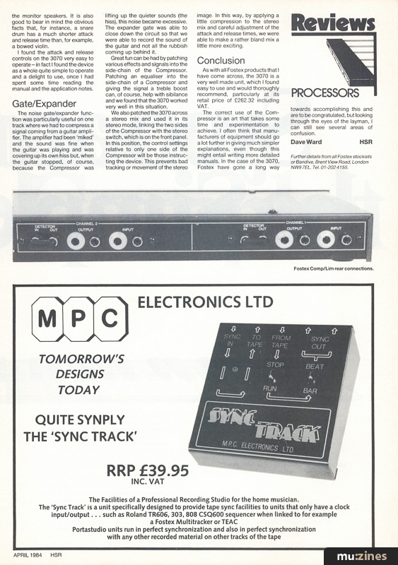 Fostex 3070 Compressor/Limiter (HSR Apr 84)