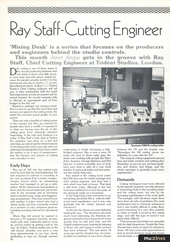 Ray Staff - Cutting Engineer (HSR Apr 84)