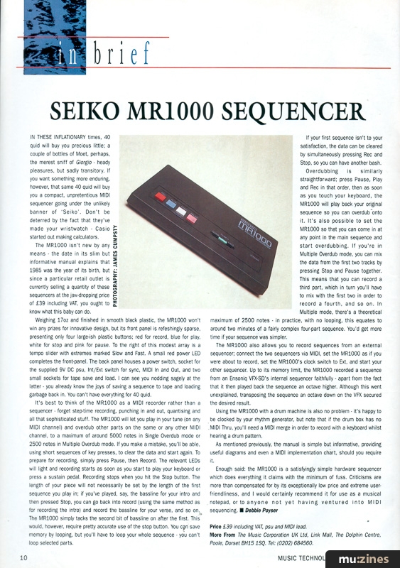 Seiko MR1000 Sequencer (MT Feb 91)