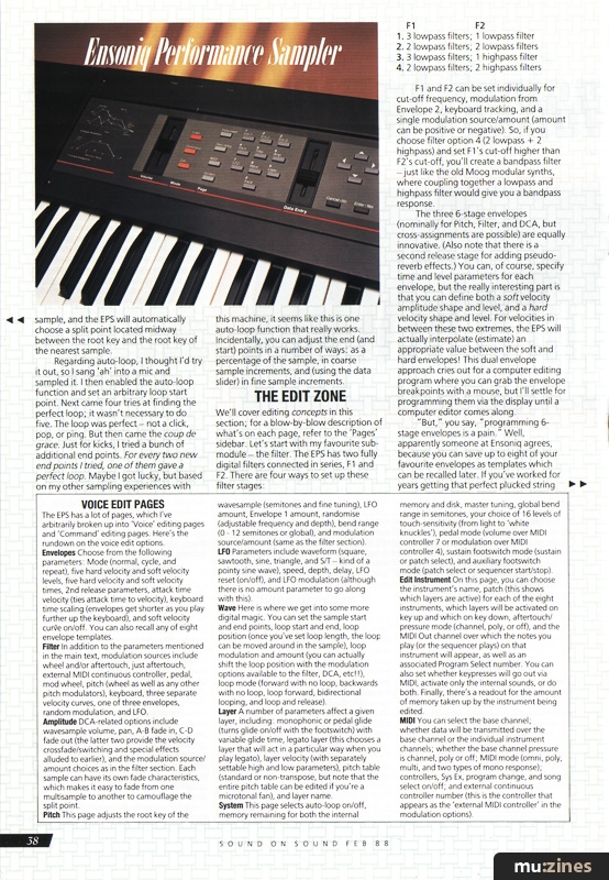 Ensoniq Performance Sampler (SOS Feb 88)