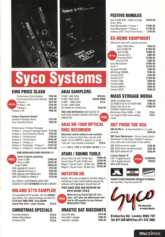 Ad - Syco (SOS Feb 91)